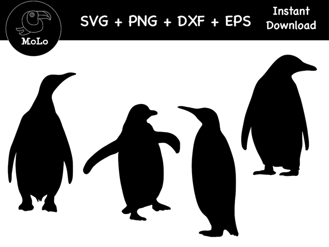Penguin Bundle, Black Penguin Decal, SVG, PNG, DXF, Silhouette - Etsy