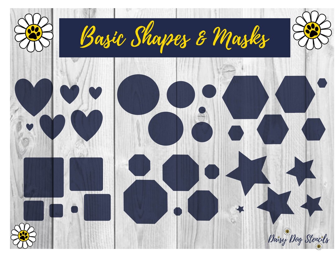 Basic Shapes With Masks Shapes Sized Between 3 and - Etsy