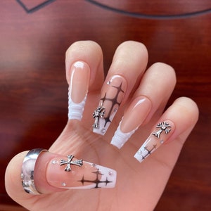 Y2k Grunge Cross Nails - Etsy