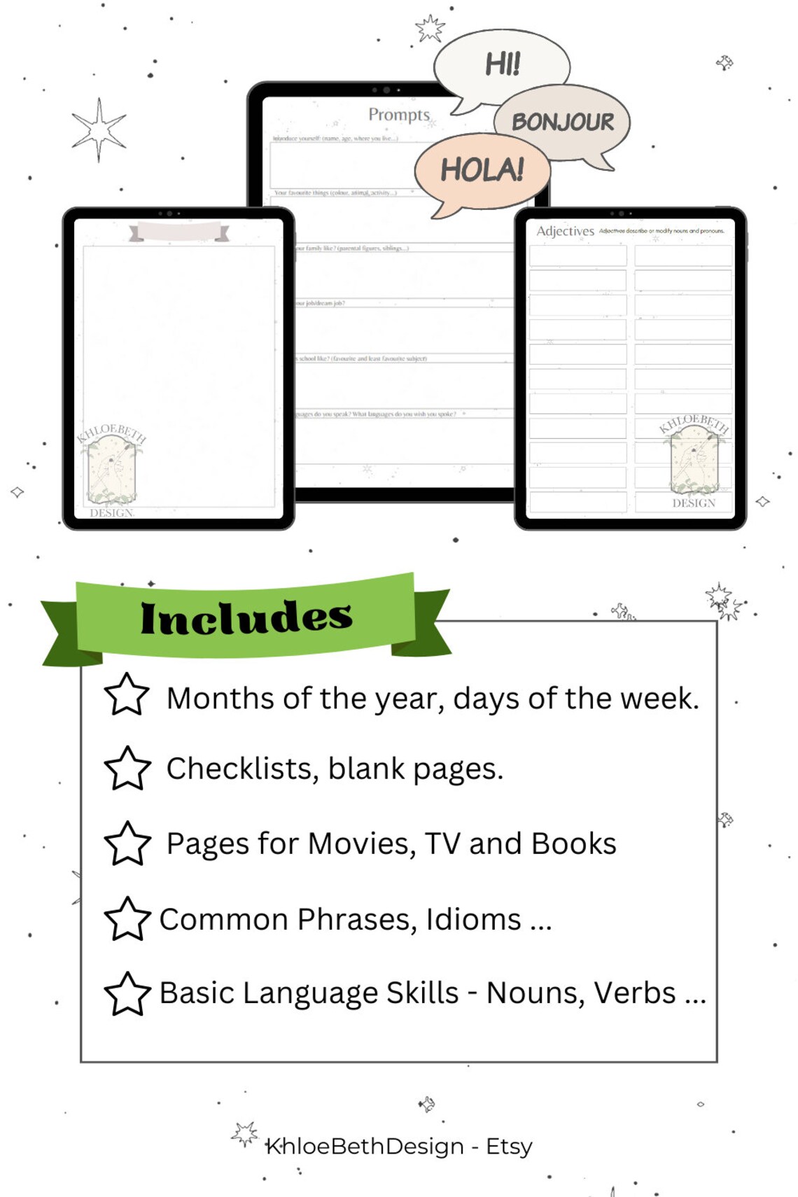 Printable Language Learning Planner, Foreign Language, Digital Learning ...