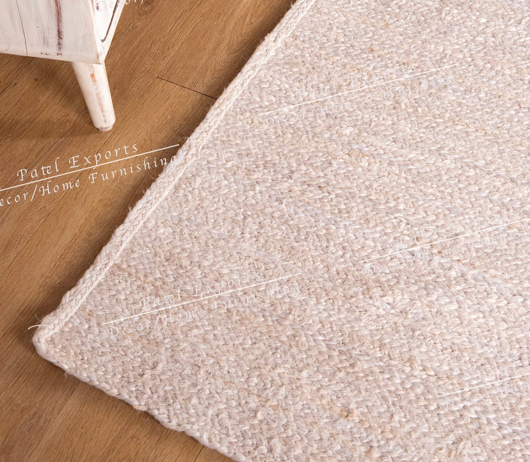 Jute Rug Indian White Scandinavian Rug. Pattern Braided Jute Rug ...