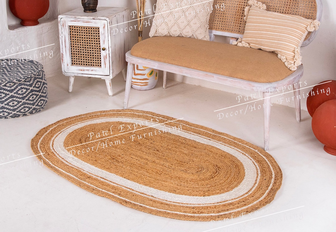 Oval Jute Rug Area Rug Solid Jute Rug jute Runner Hallway Runner ...