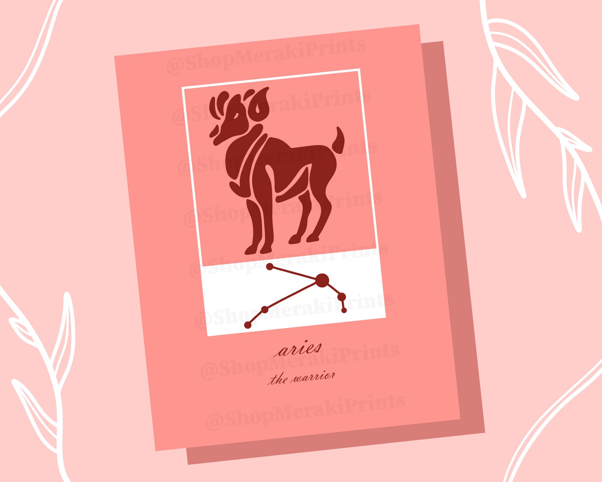 Aries Zodiac Sign Small Minimalistic Art Print - Etsy UK