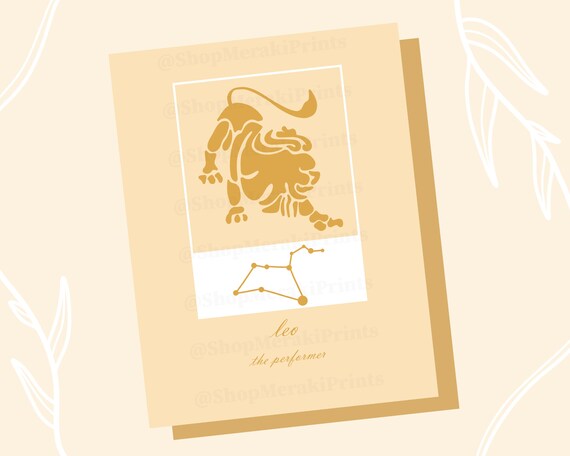 Leo Zodiac Sign Small Minimalistic Art Print | Etsy