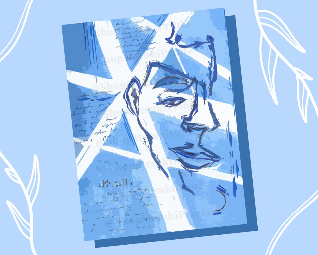 Blue Face Ilustration Letra de arte pequeño, Ilustración facial, - Etsy ...