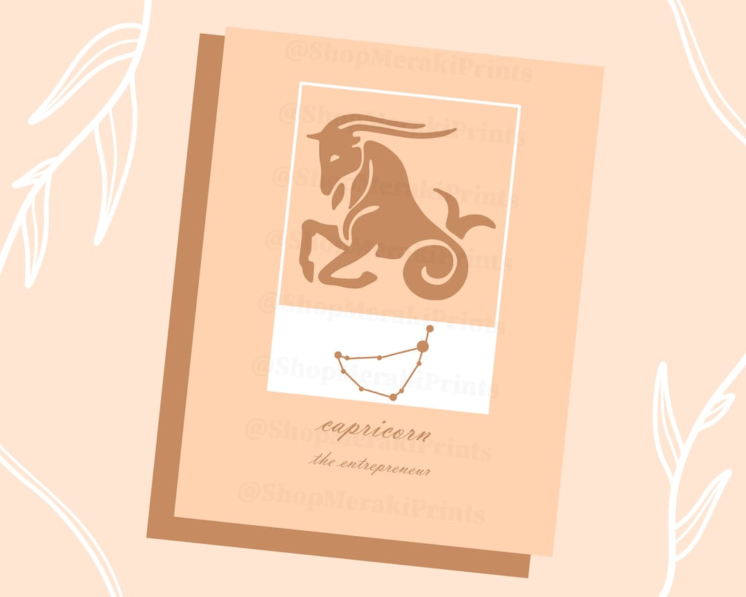 Capricorn Zodiac Sign Small Minimalistic Art Print - Etsy UK
