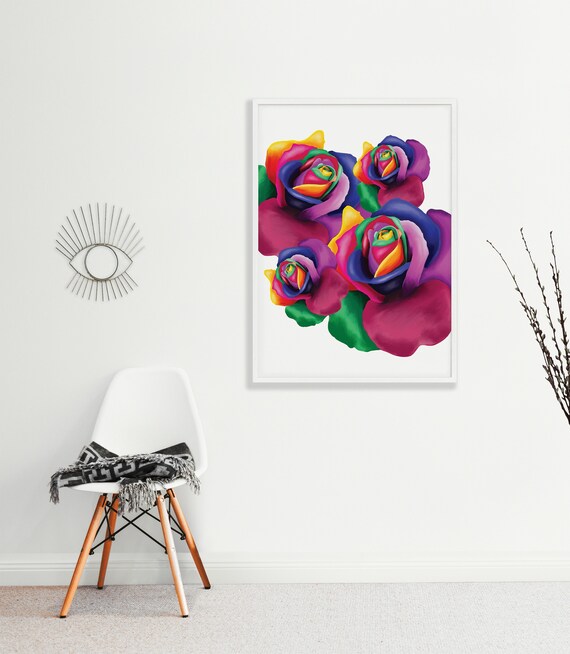Colorful Roses Digital Printable Poster | Etsy