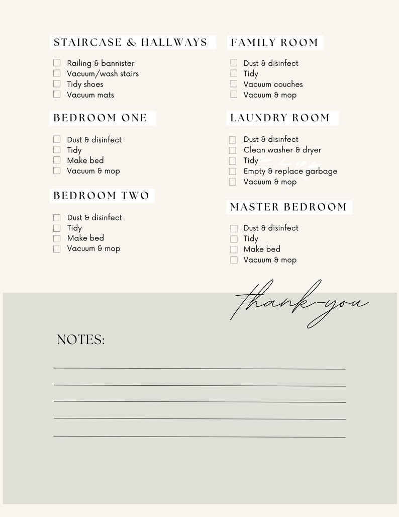 House Cleaning Checklist Printable | Instant Download | Housekeeping ...
