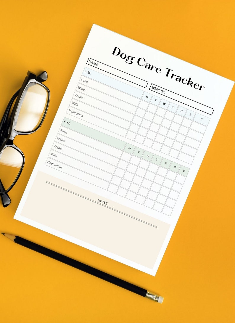 Dog Care Tracker | Instant Download | Printable | Weekly Pet Sitter ...