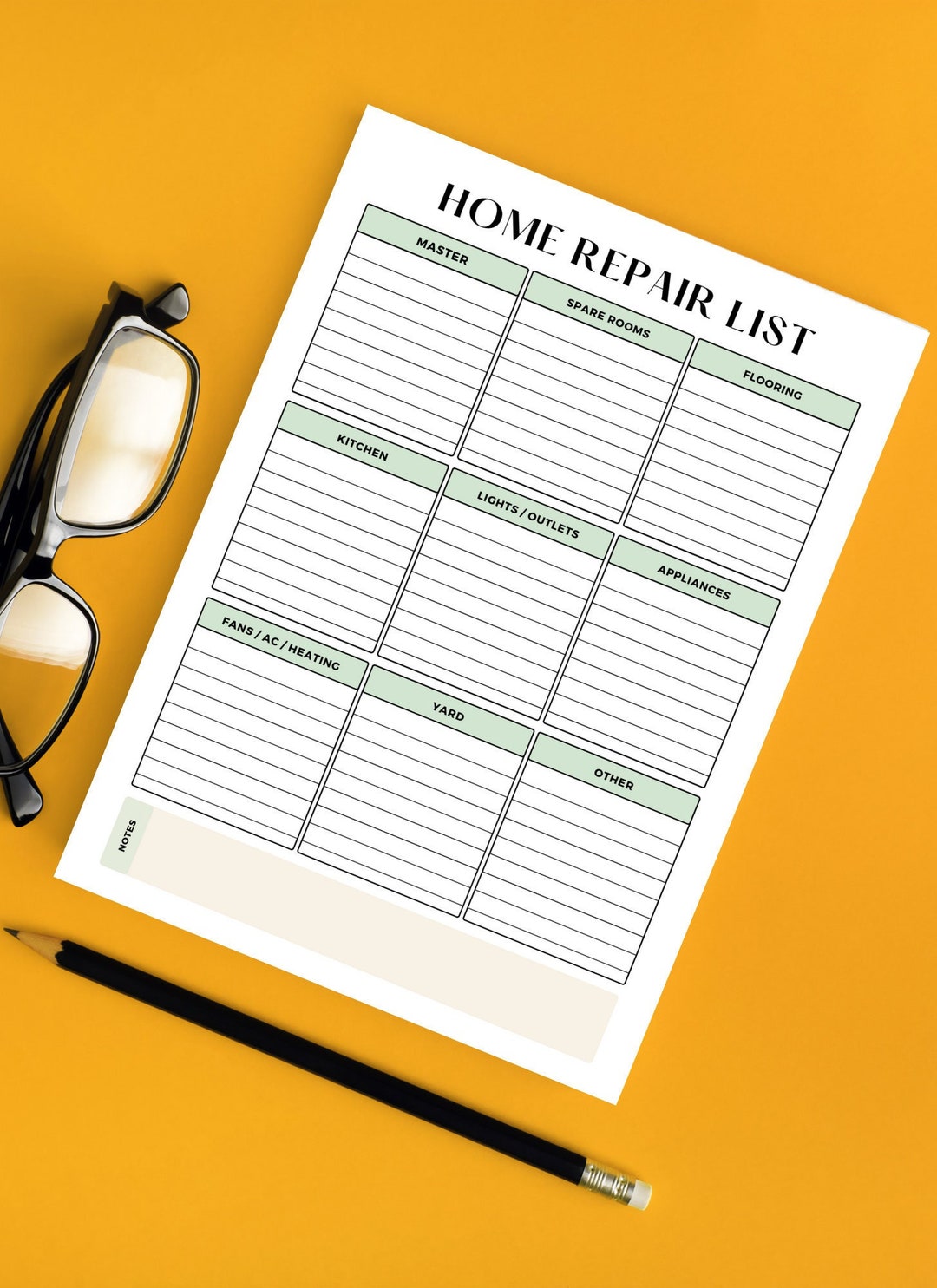 Home Repair List | Instant Download | Printable | Home Improvment ...