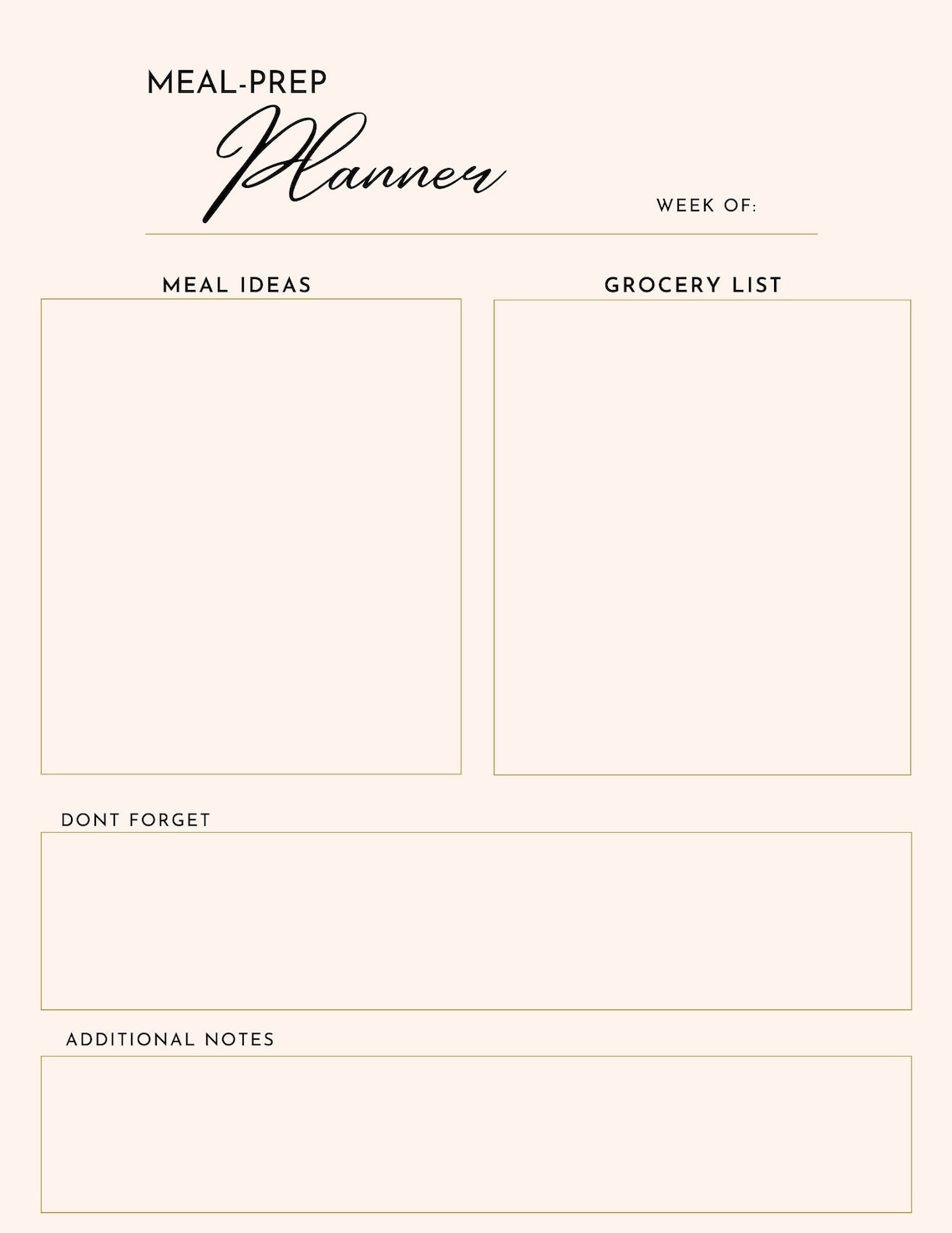 Meal Prep Planner Printable | PDF | Instant Download | Grocery List ...