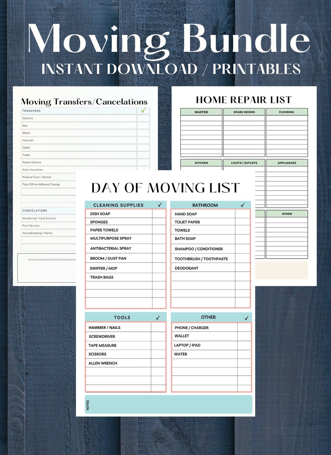 Moving Preparation Bundle | Instant Download | Printable | Home Repairs ...