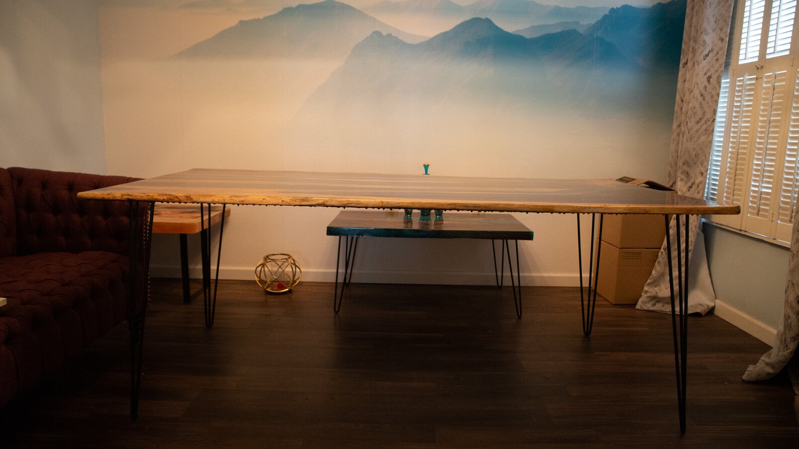 Dining Room Table Monkey Pod Wood Resin Art - Etsy