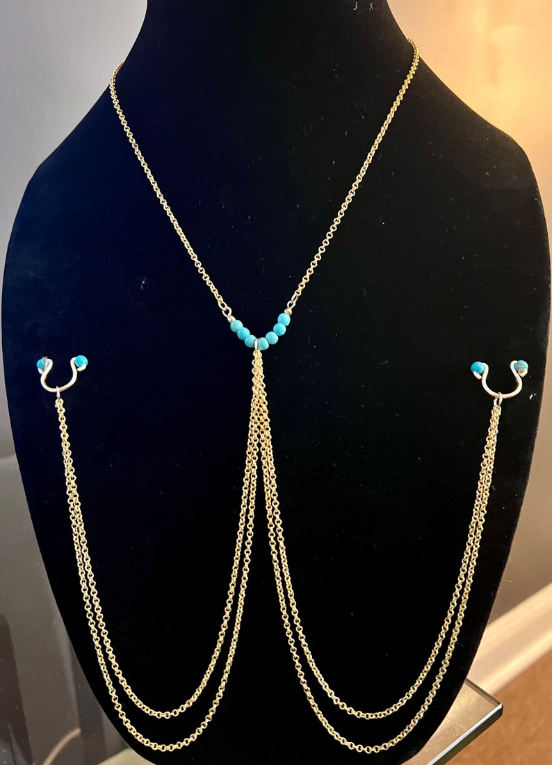Nipple Jewelry, Crystal Nipple Ring Necklace, Nipples Jewelry Non ...