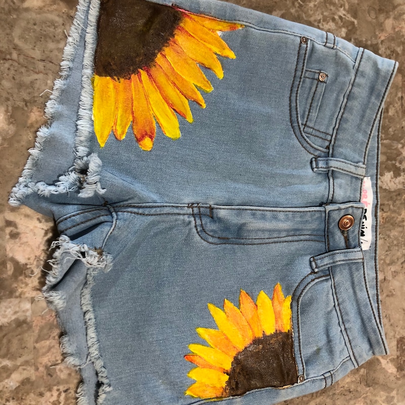 Painted Denim Shorts - Etsy