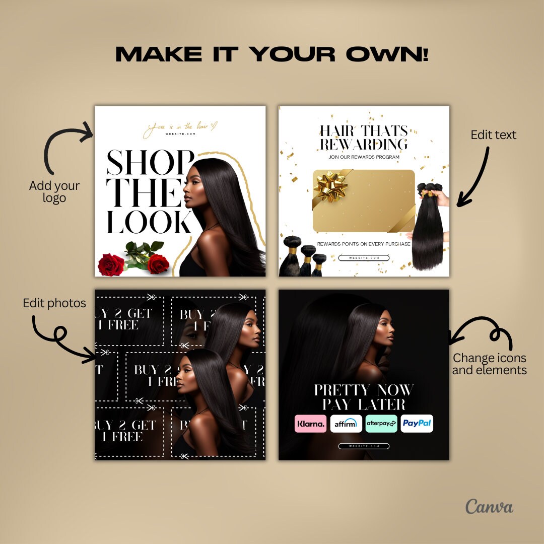 4 Flyers, DIY Bundle Flyer, Social Media Flyer, Canva Template, Instant ...