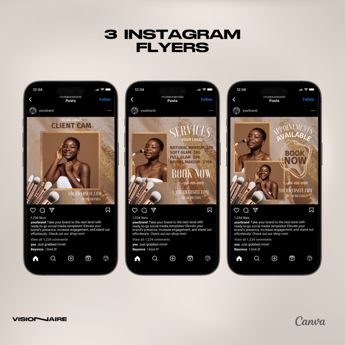 Makeup Flyer, Makeup Appointment Available, Makeup Services, DIY Canva ...