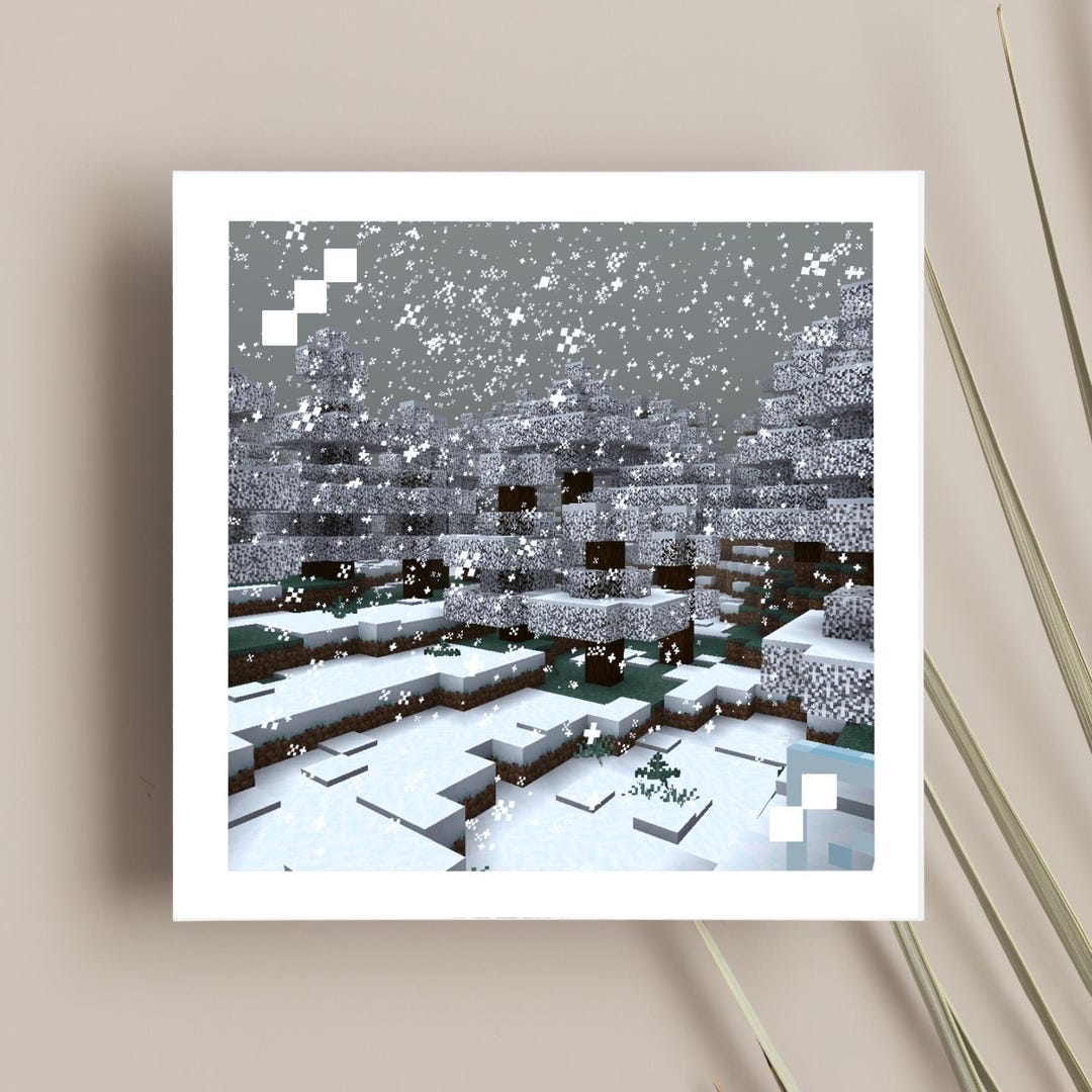 Gamer Poster, Minecraft Snow Biome Fake Window Home Decor, Unique ...