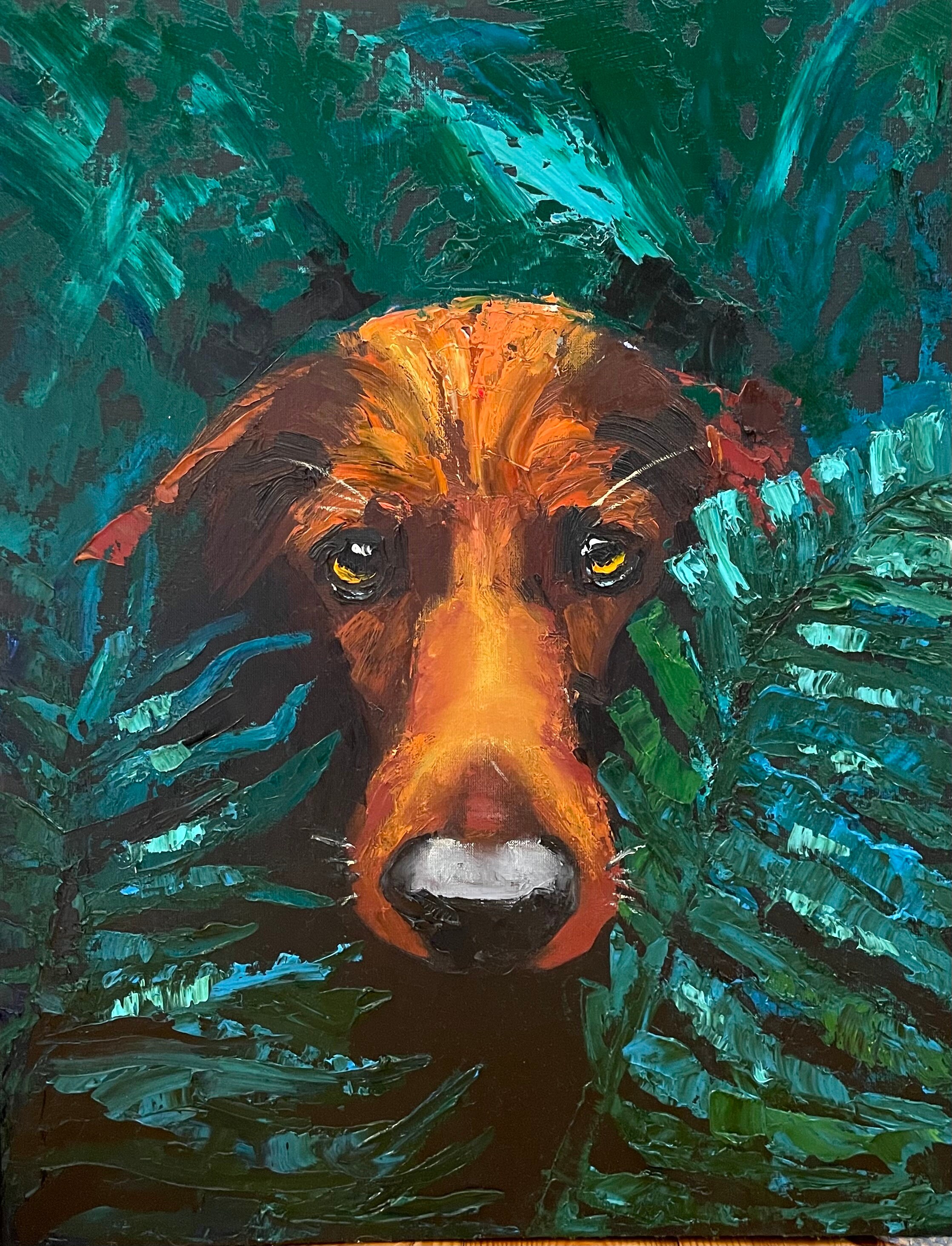 Funny Dog Painting Oil Portrait Handmade Dog Art Dog Wall Decor Animal ...