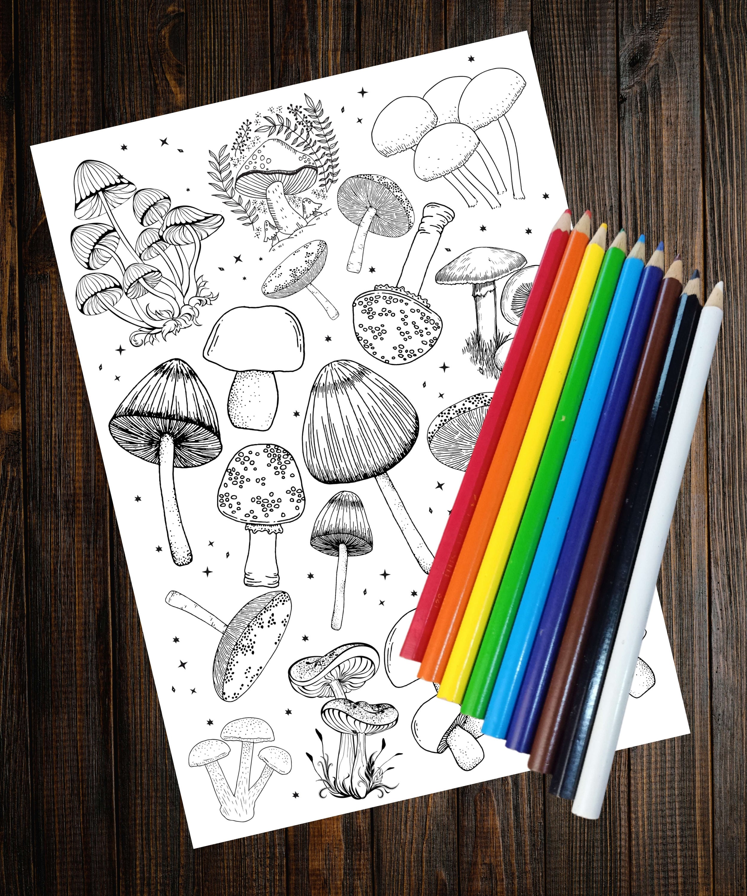 Magic Mushroom Printable Coloring Page, Witchy Coloring Page, Printable ...