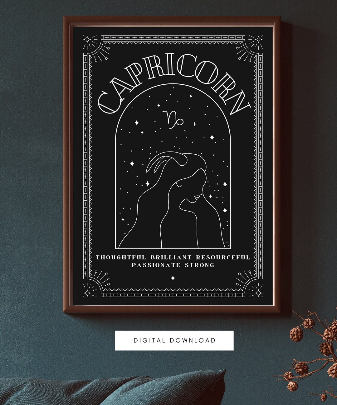 Capricorn Astrology Zodiac Art Print, Astrology Digital Print ...