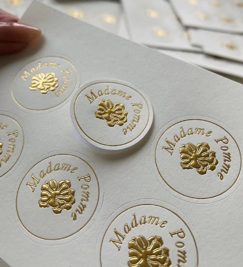 Custom Logo Stickers: Gold Embossing, 2'' Round Labels - Etsy