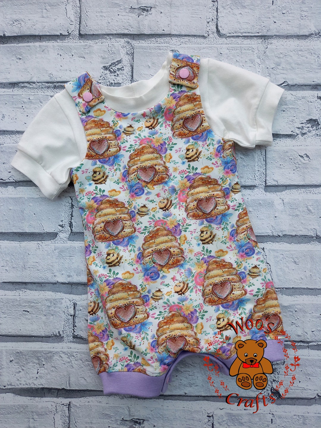 Bee Romper, Baby Dungaree Set With T-shirt, Bees and Honey, Baby Girl ...