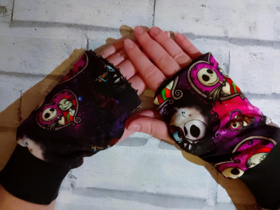 Jack and Sally Fingerless Gloves, NBC Gloves, Cosy Gloves, J&S Wrist ...