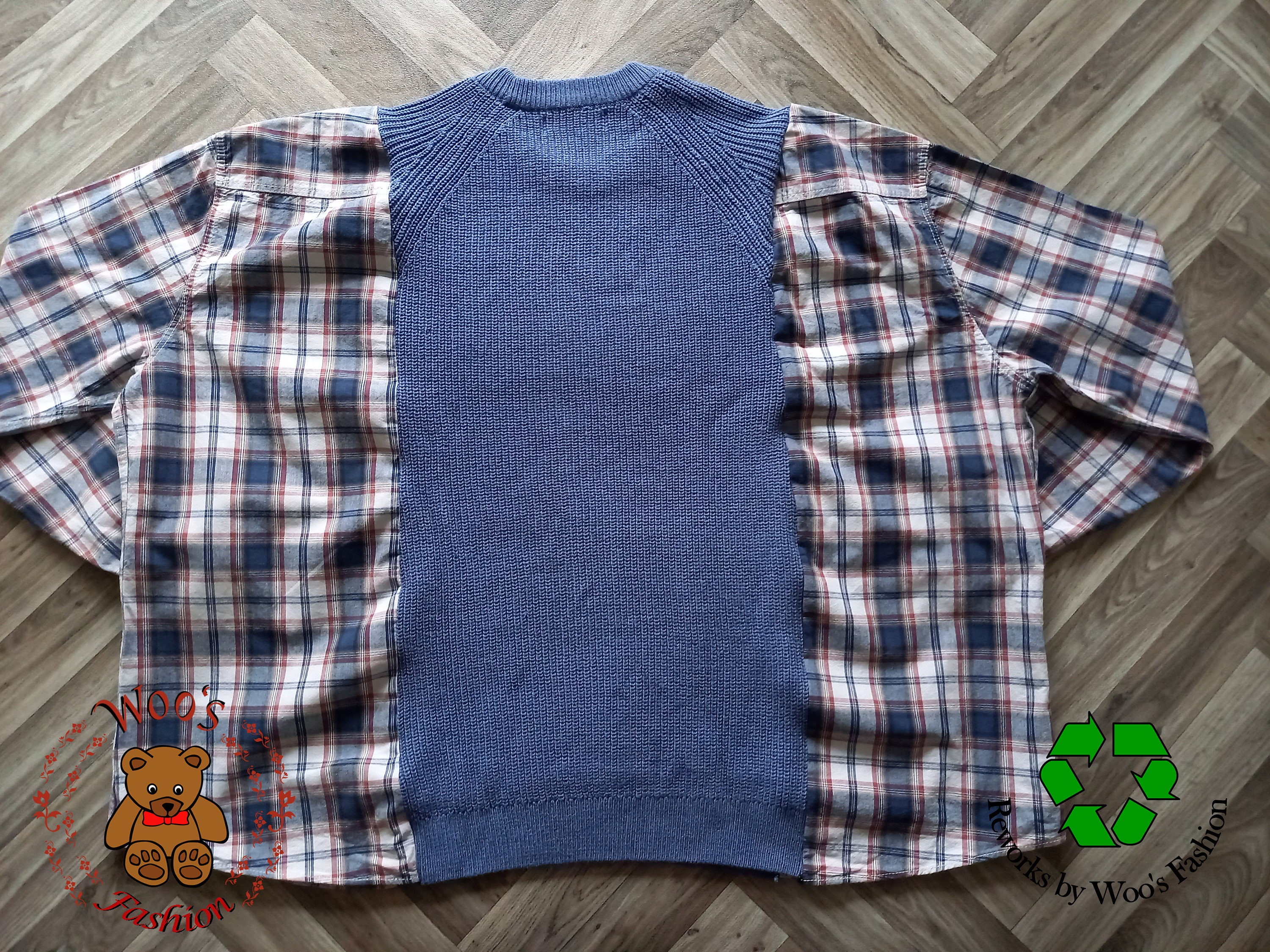 Blue Rework Shirt, Reworked Top, Reworked Items, Eco Friendly Clothing ...