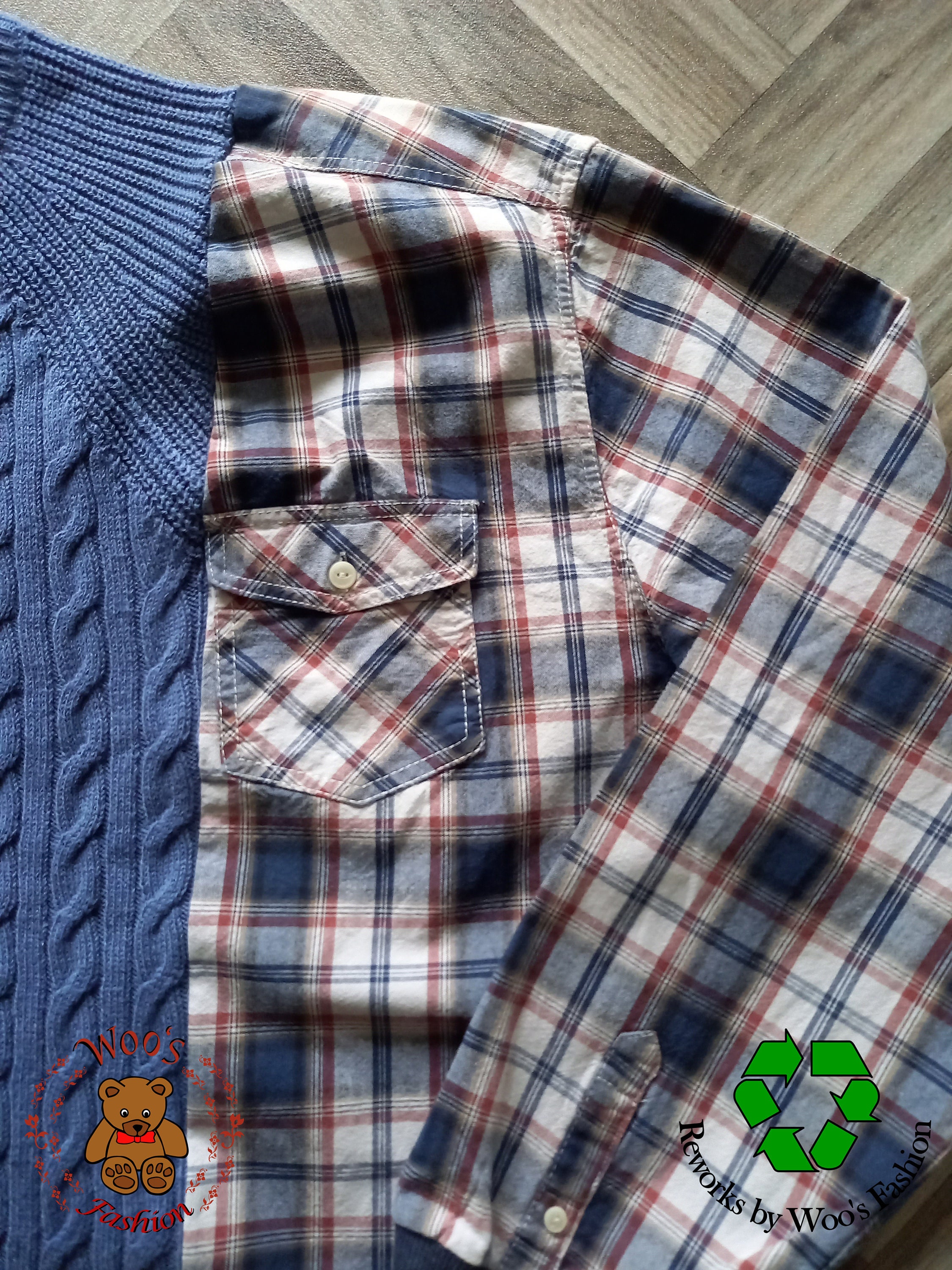 Blue Rework Shirt, Reworked Top, Reworked Items, Eco Friendly Clothing ...