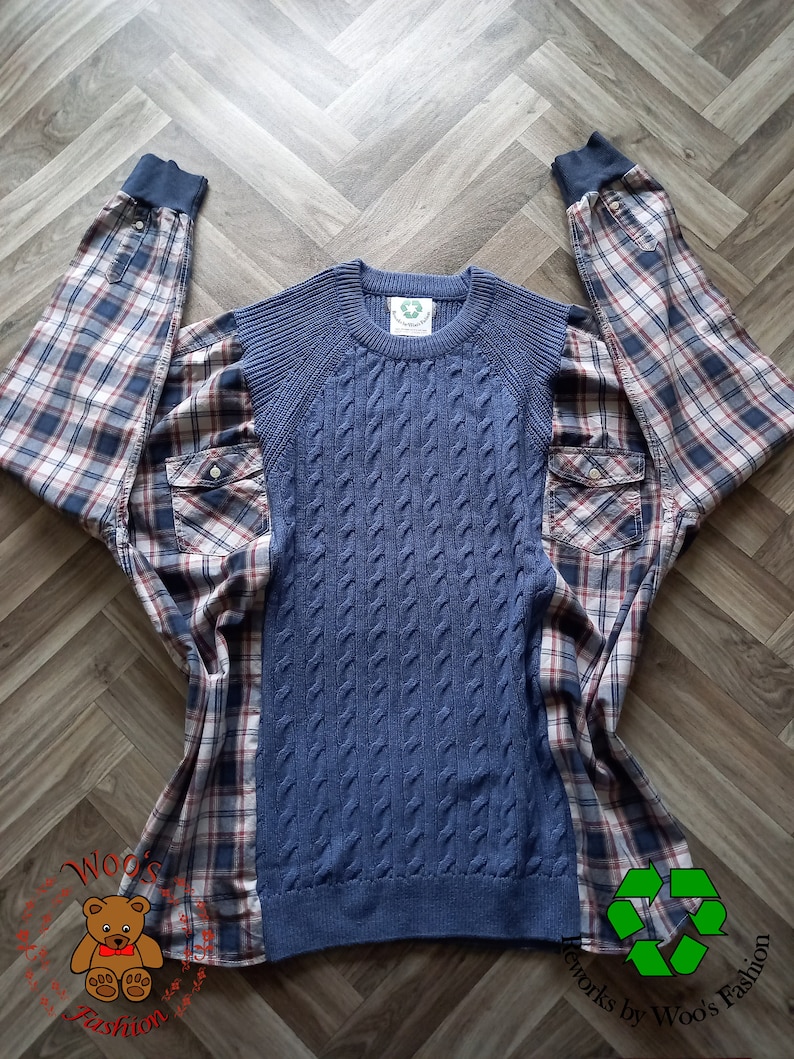 Blue Rework Shirt, Reworked Top, Reworked Items, Eco Friendly Clothing ...