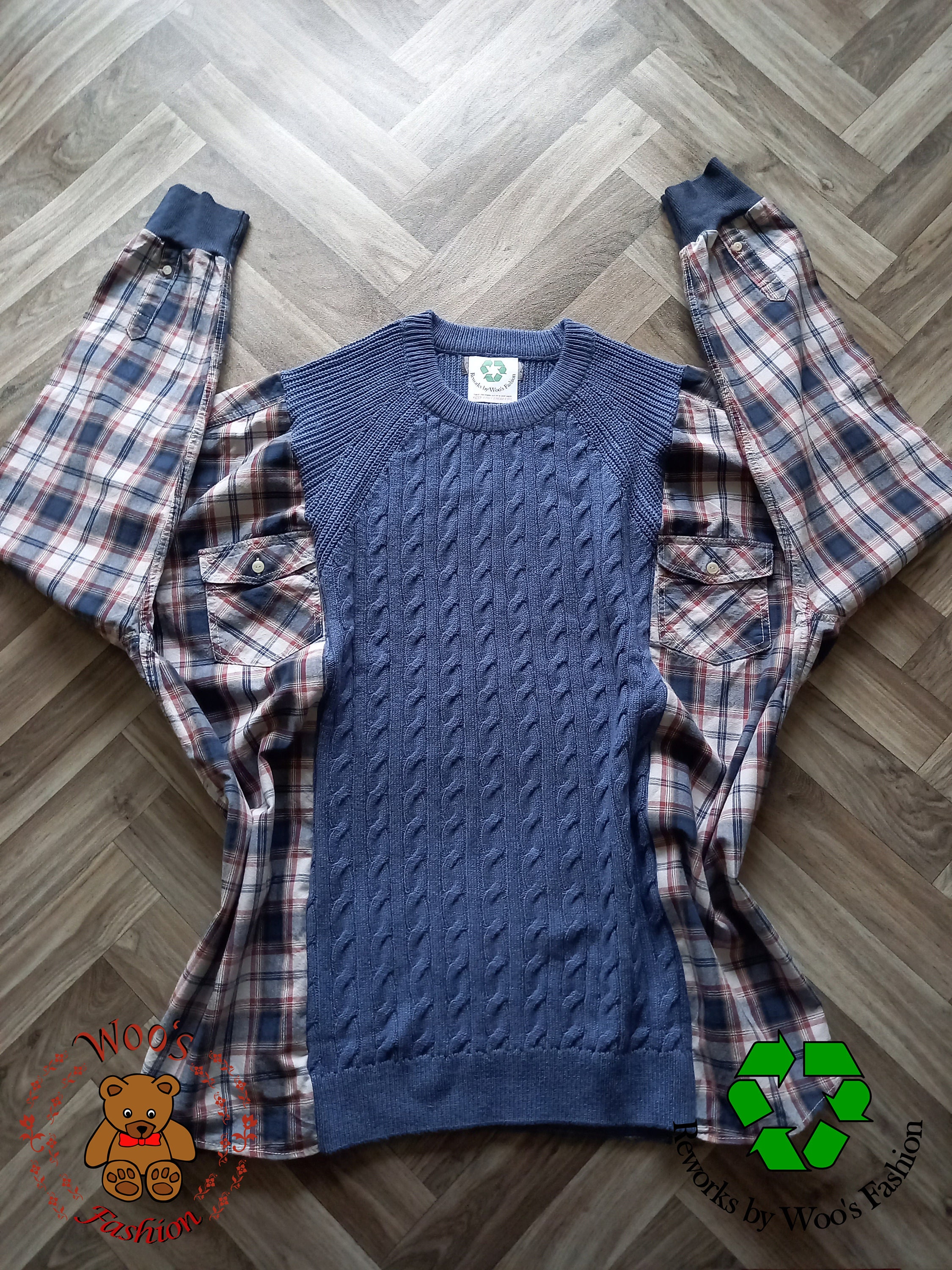 Blue Rework Shirt, Reworked Top, Reworked Items, Eco Friendly Clothing ...