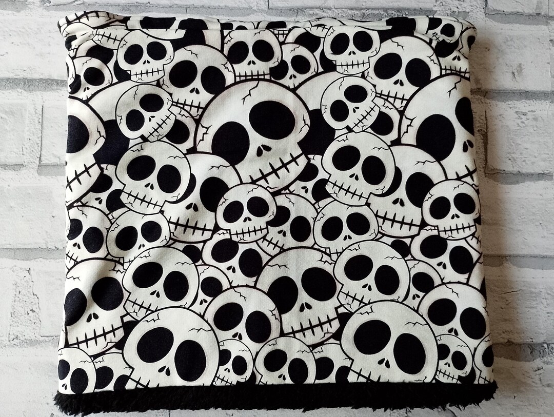 Skull Snood: Teddy Fleece Neck Warmer, Goth Accessory - Etsy