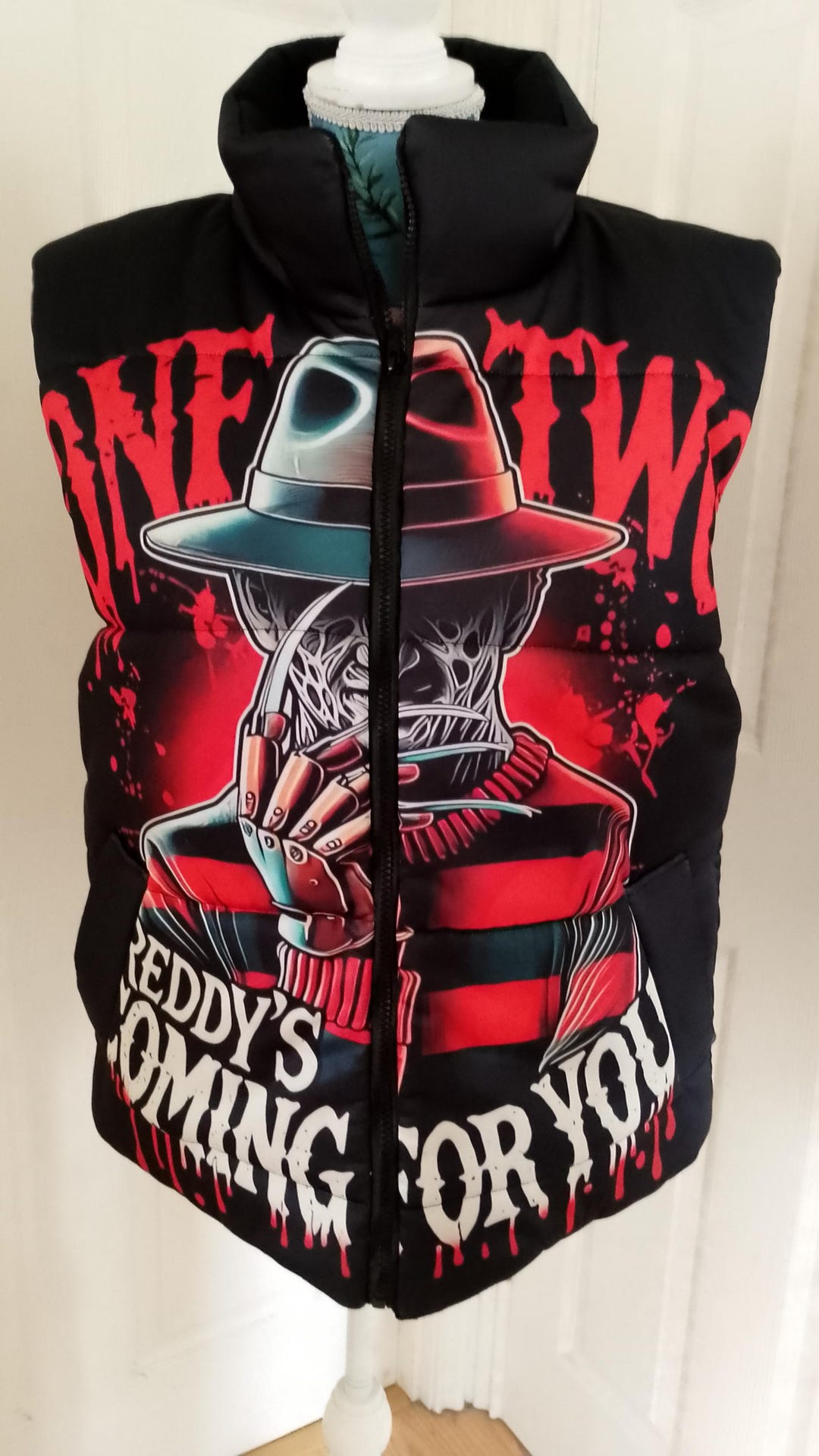 Handmade Freddy Krueger Puffer Vest: Friday the 13th Horror Halloween ...