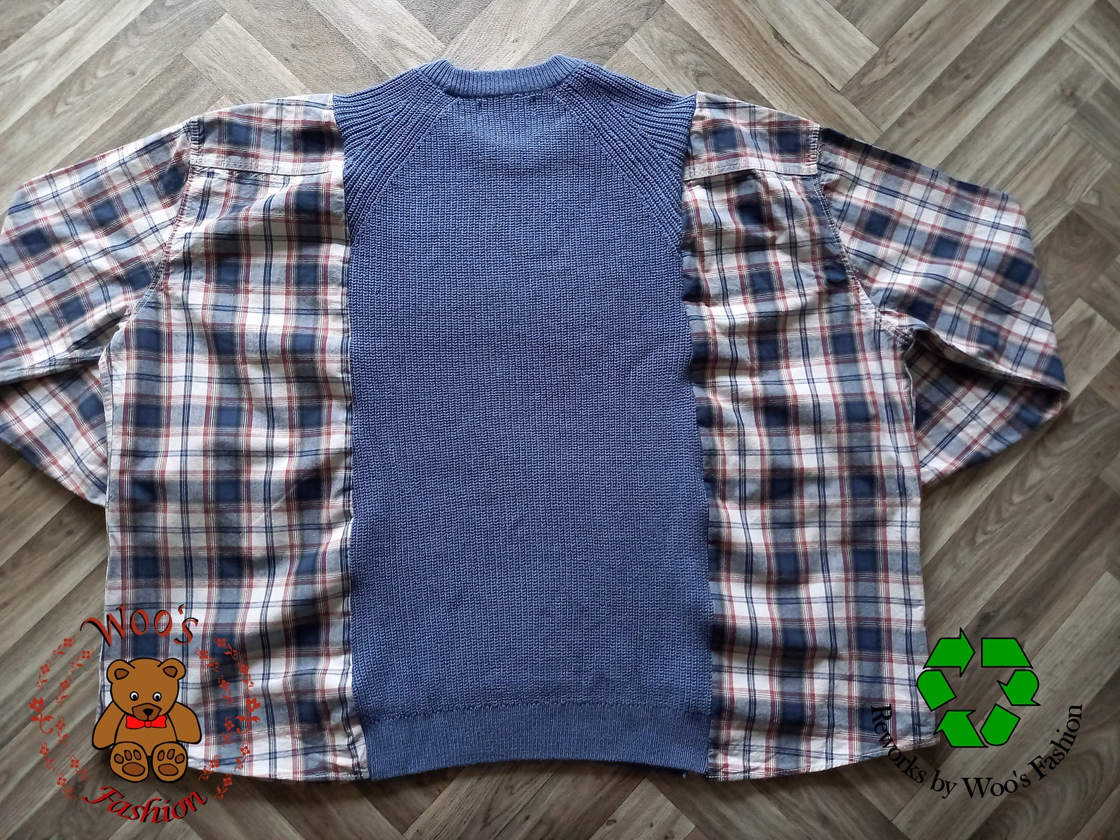 Blue Rework Shirt, Reworked Top, Reworked Items, Eco Friendly Clothing ...