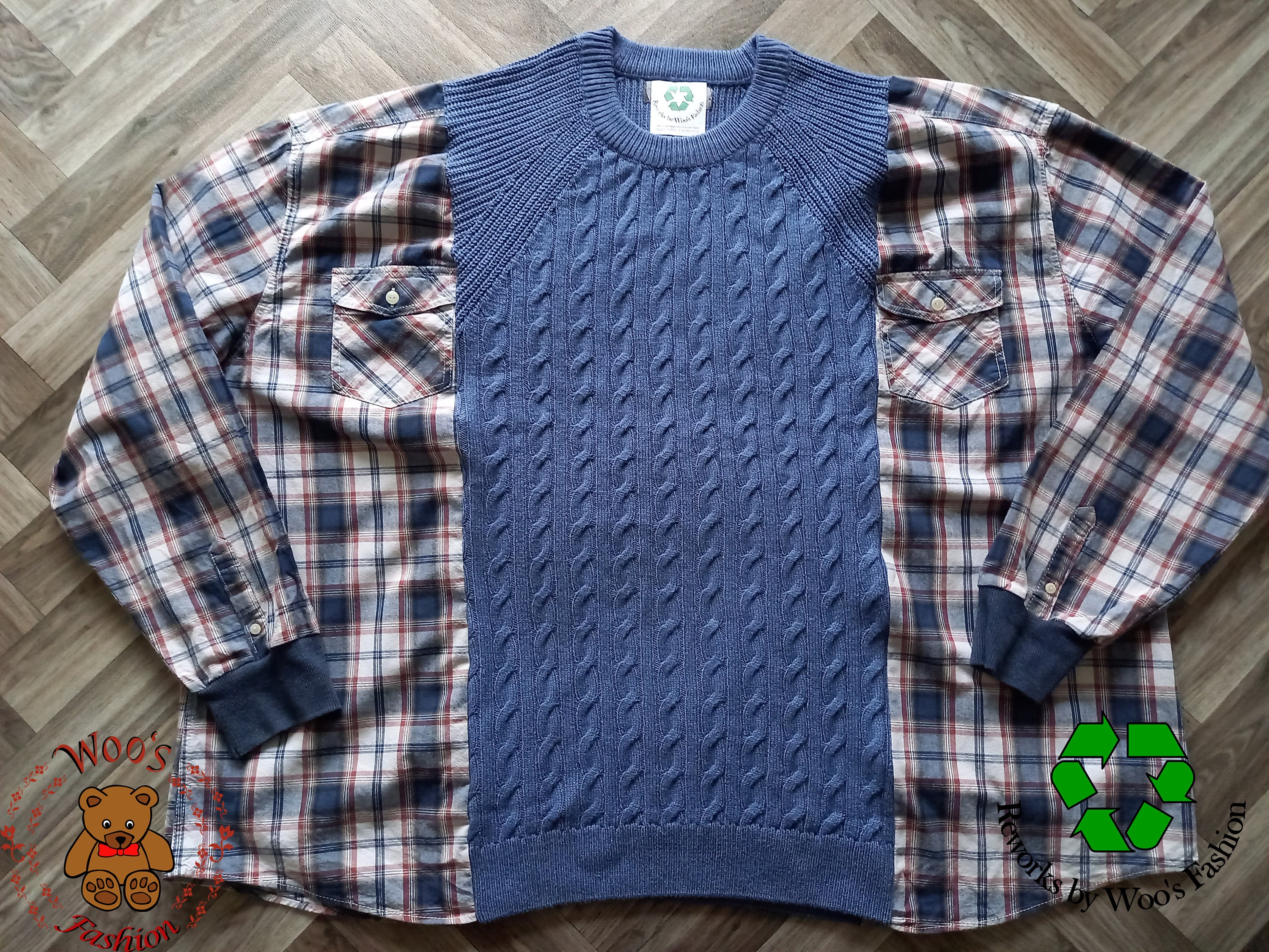 Blue Rework Shirt, Reworked Top, Reworked Items, Eco Friendly Clothing ...