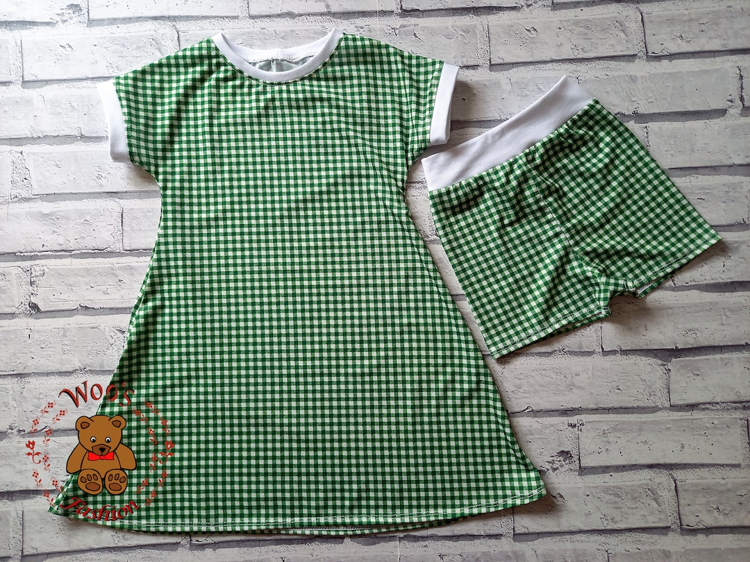 Girls Green Gingham School Dress With Modesty Shorts - Etsy