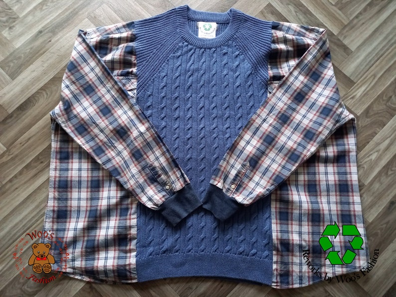 Blue Rework Shirt, Reworked Top, Reworked Items, Eco Friendly Clothing ...