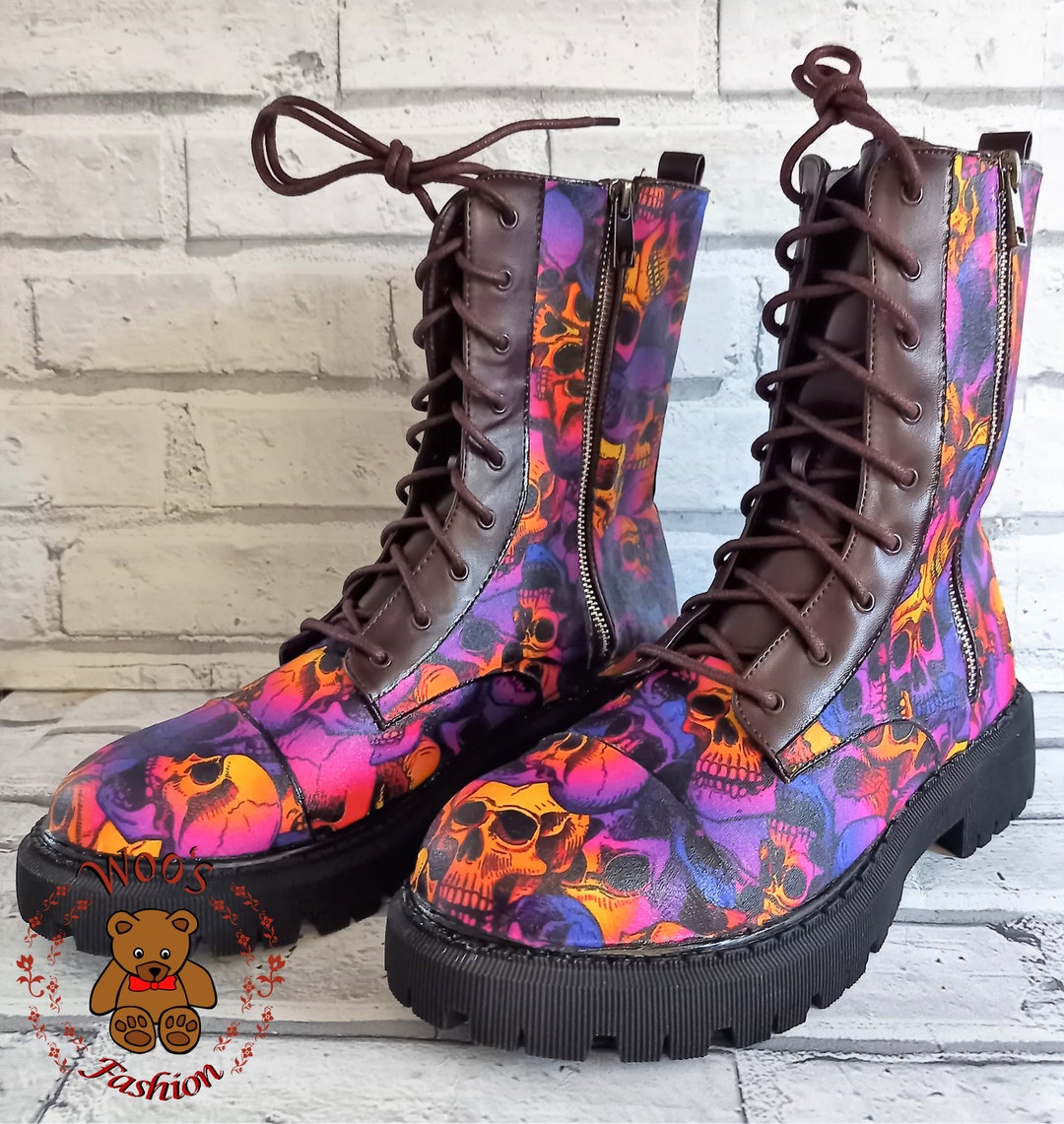 Skull Boots, Custom Shoes, Check Boots, Custom Boots, Women's Boots ...