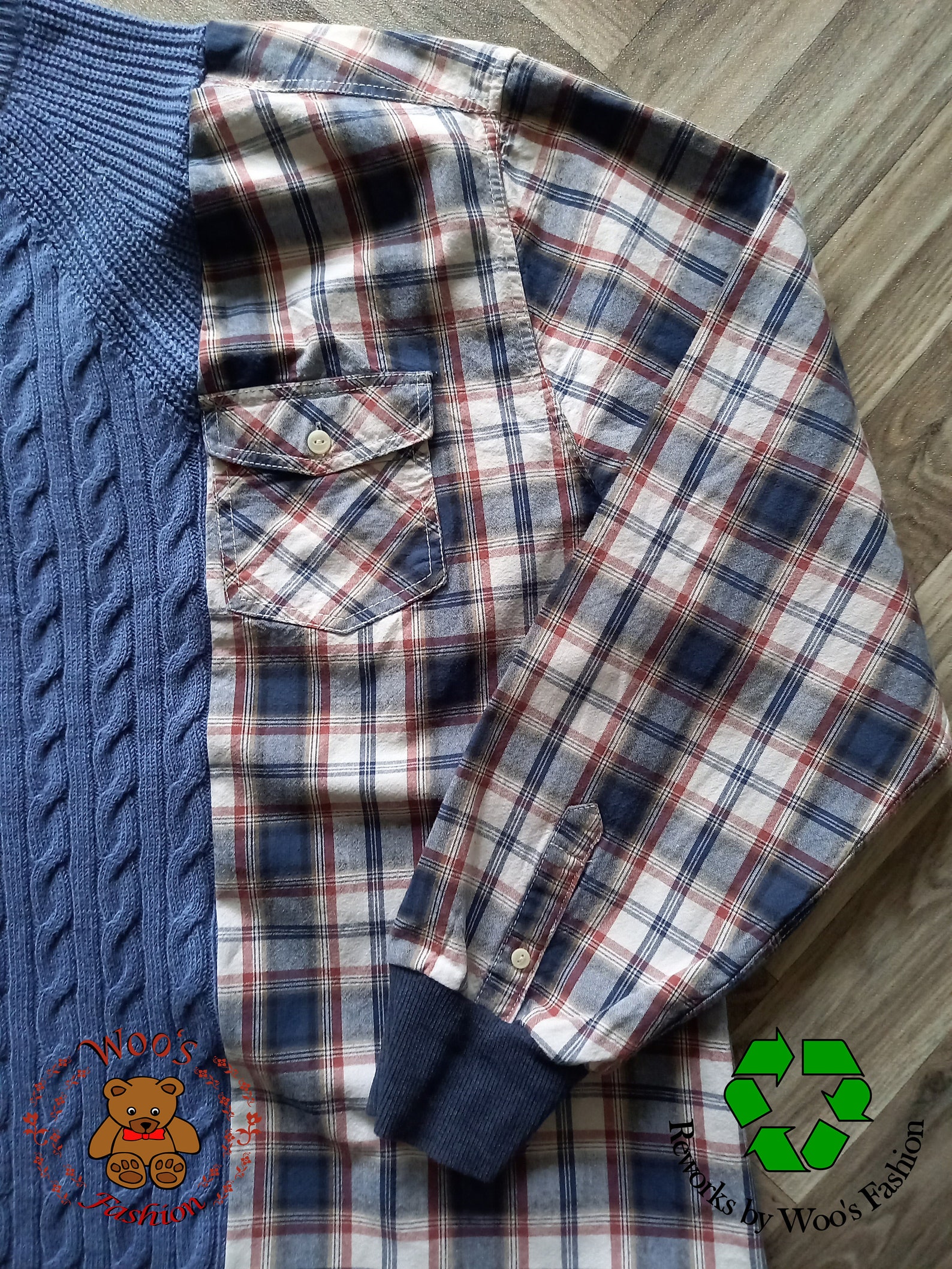 Blue Rework Shirt, Reworked Top, Reworked Items, Eco Friendly Clothing ...