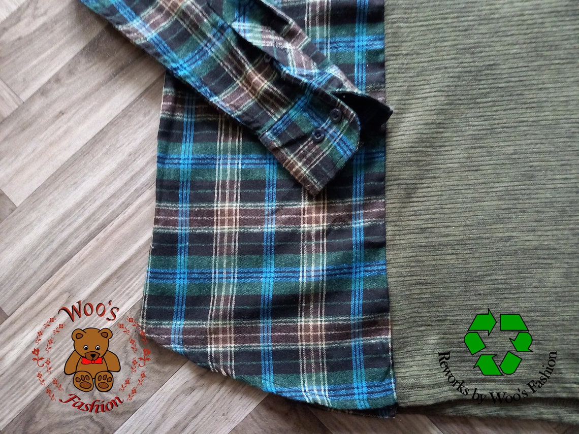 Rework Green Shirt, Reworked Top, Eco Friendly Clothing, Slow Fashion ...