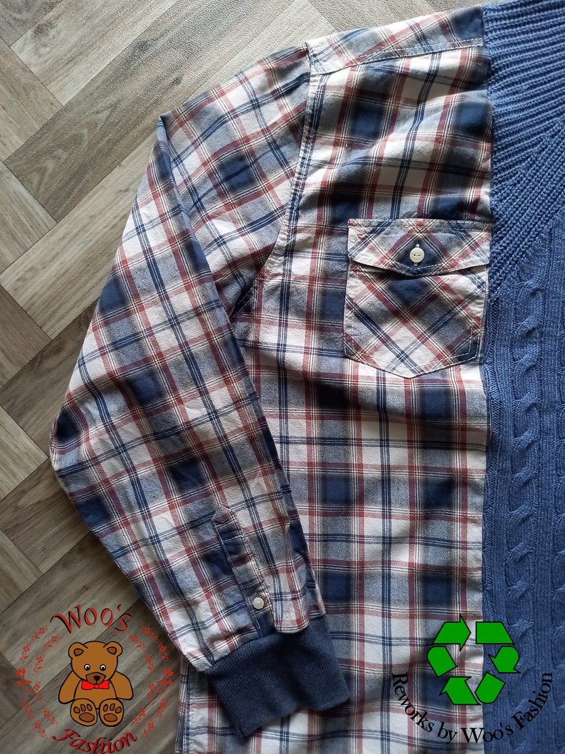 Blue Rework Shirt, Reworked Top, Reworked Items, Eco Friendly Clothing ...