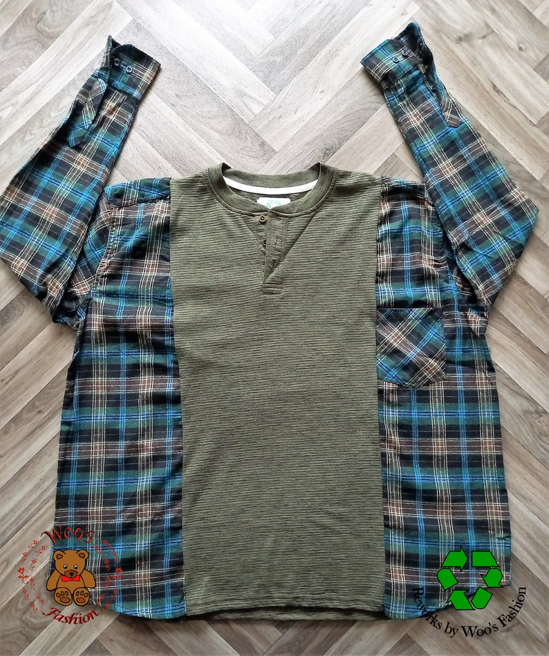 Rework Green Shirt, Reworked Top, Eco Friendly Clothing, Slow Fashion ...