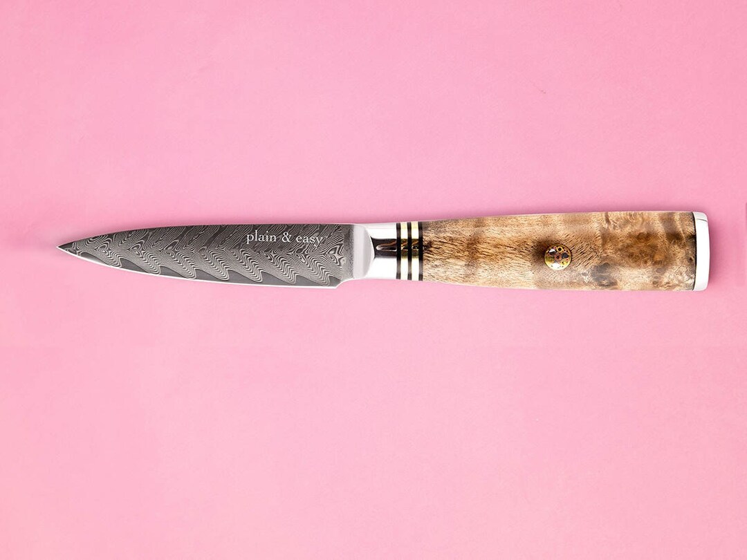 Damascus Paring Knife Sea Salt: Plain & Easy 3.5in Japanese Style ...