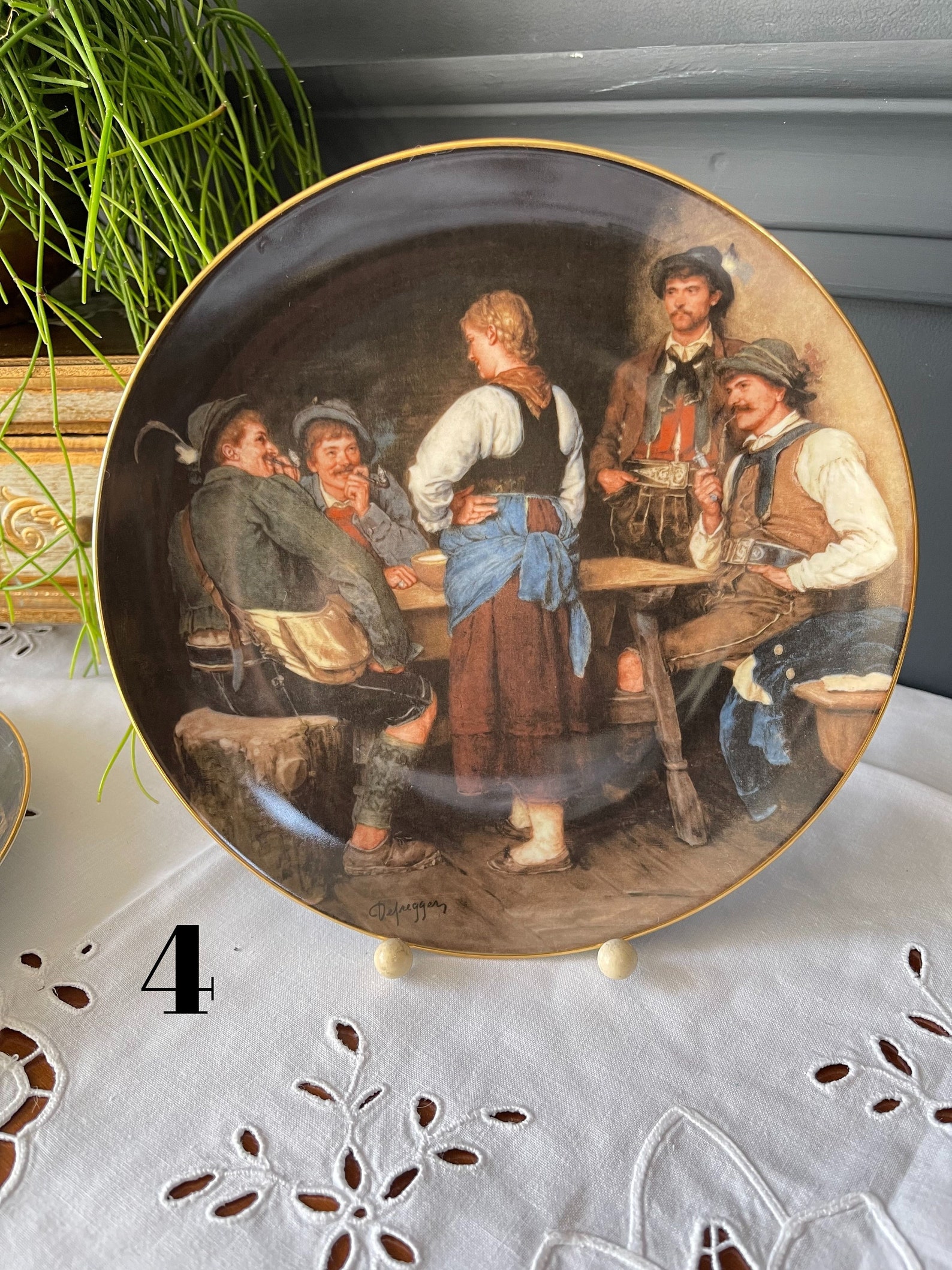 Vintage Lillian Porcelain Wall Plates - Franz Von Defregger ...