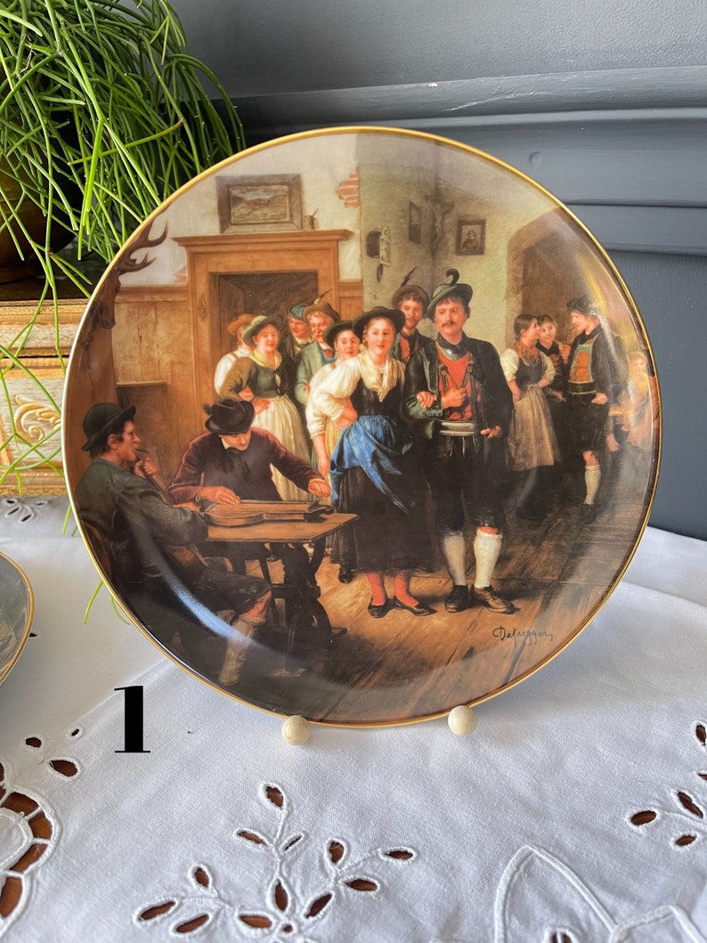 Vintage Lillian Porcelain Wall Plates - Franz Von Defregger ...
