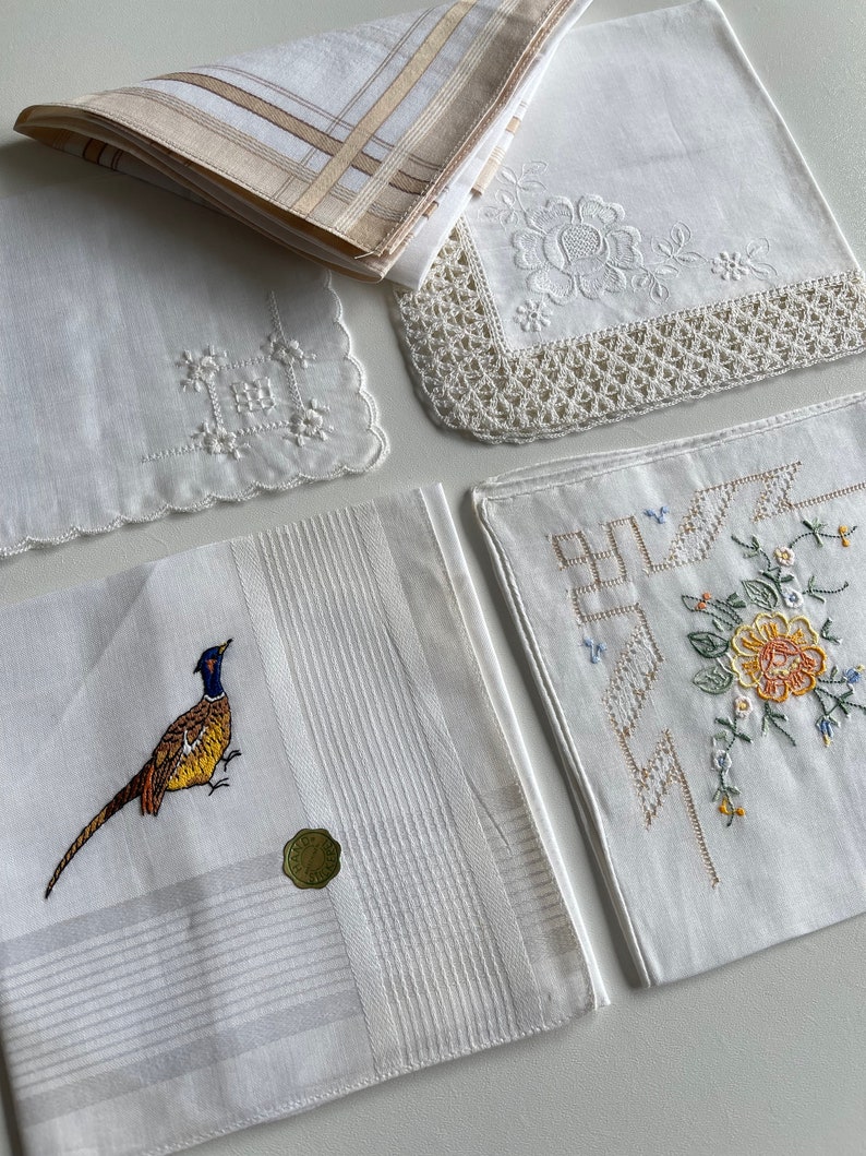 Vintage Handkerchief Collection Bundle Set of 5 White Vintage ...