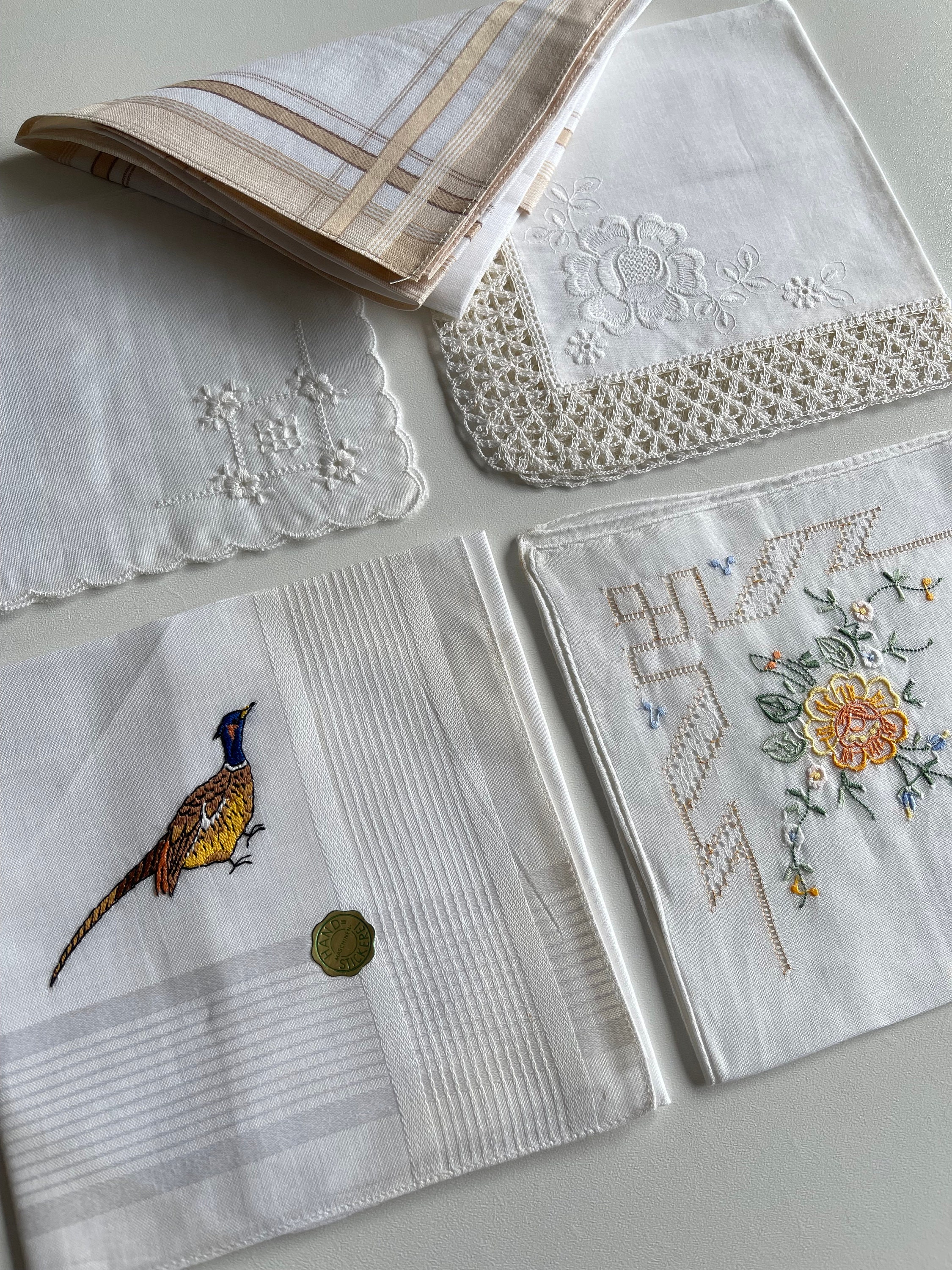 Vintage Handkerchief Collection Bundle Set of 5 White Vintage ...