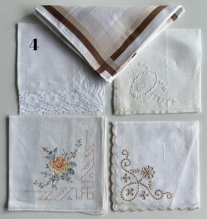 Vintage Handkerchief Collection Bundle Set of 5 White Vintage ...