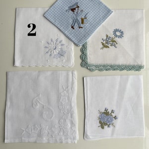 Vintage Handkerchief Collection - Set of 5 Retro Blue and White ...
